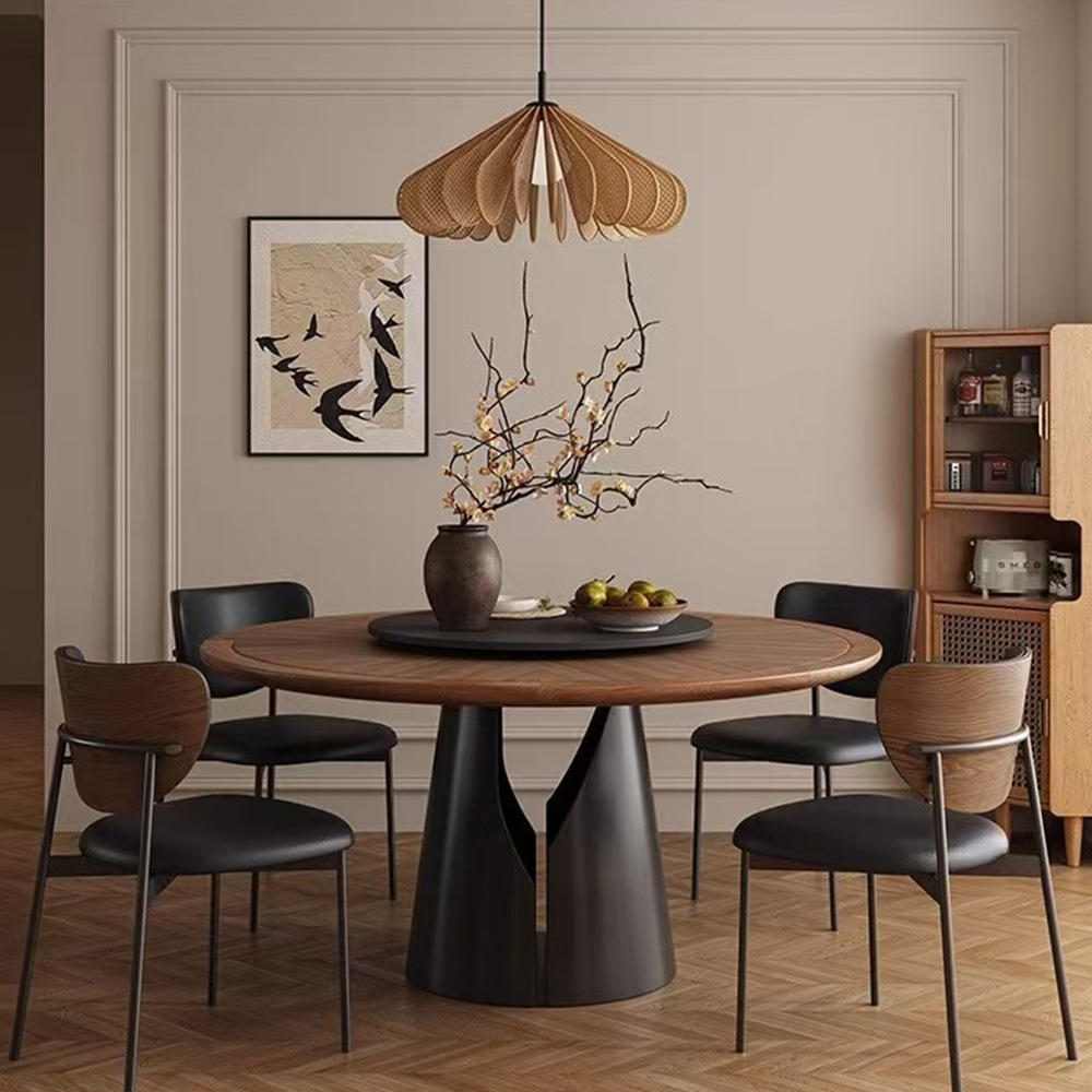 ArclineHome Middle ancient style solid wood dining table with circular ...